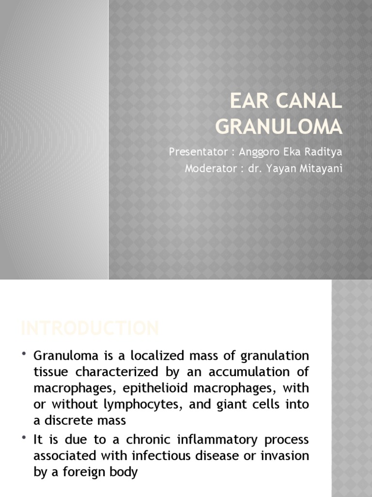 Ear Canal Granuloma Presentator Anggoro Eka Raditya Moderator Dr