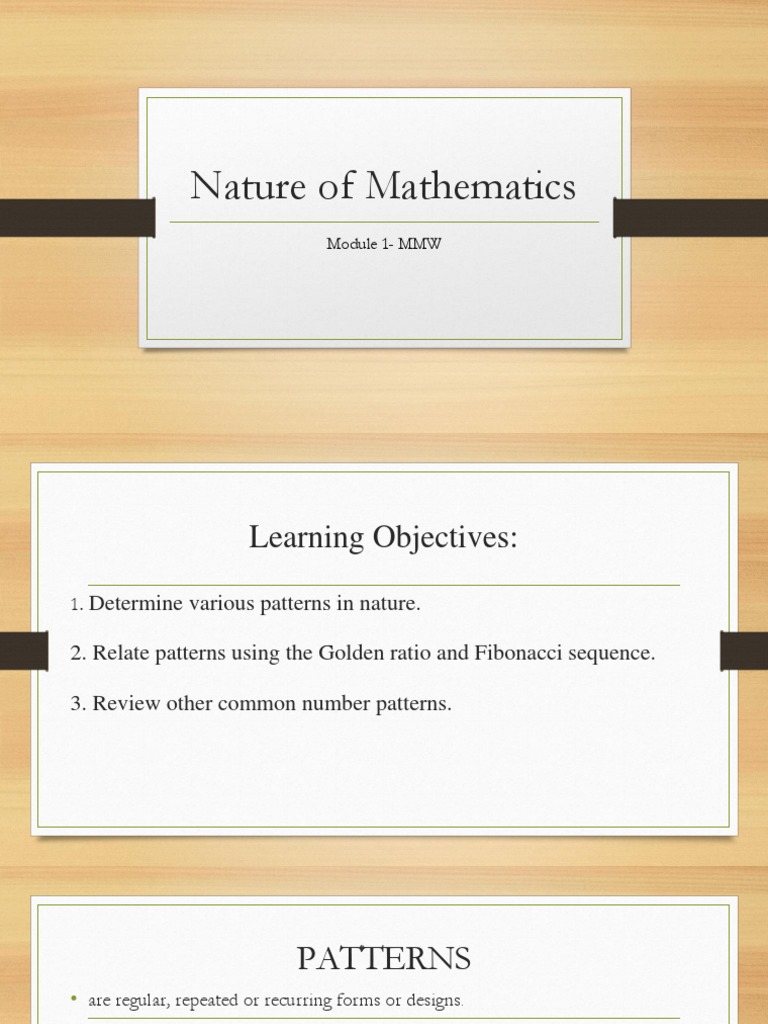 Nature of Mathematics: Module 1-MMW | PDF | Symmetry | Pattern