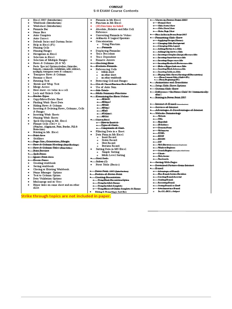 Course Cheat Sheet | PDF | Microsoft Excel | Hypertext