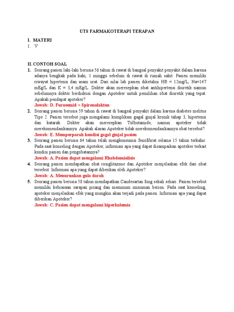 Uts Farmakoterapi Terapan | PDF