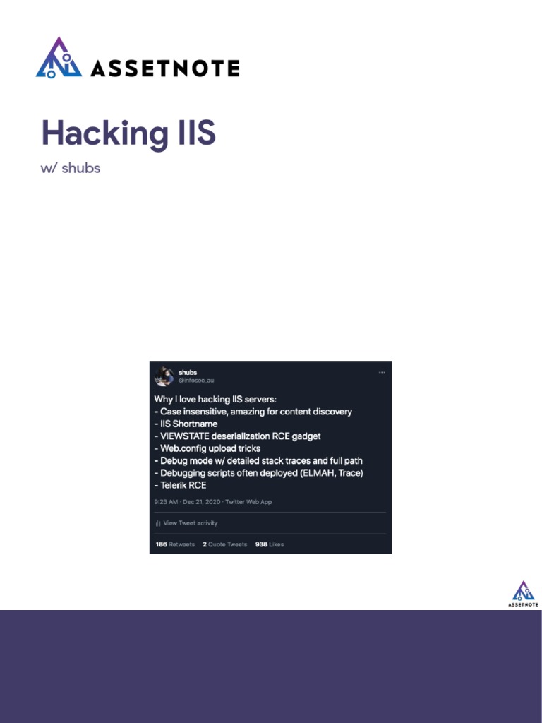 Hacking IIS: W/ Shubs | PDF | Xml | Computer Networking
