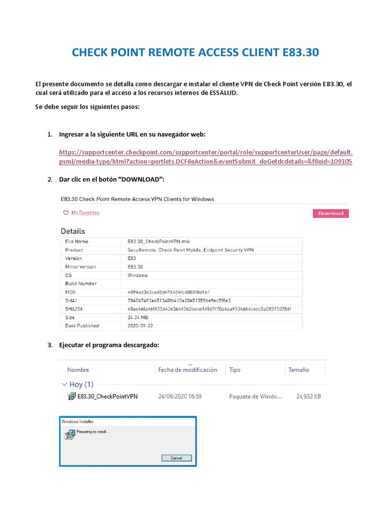 Manual de Instalacion y Configuracion VPN Check Point | PDF