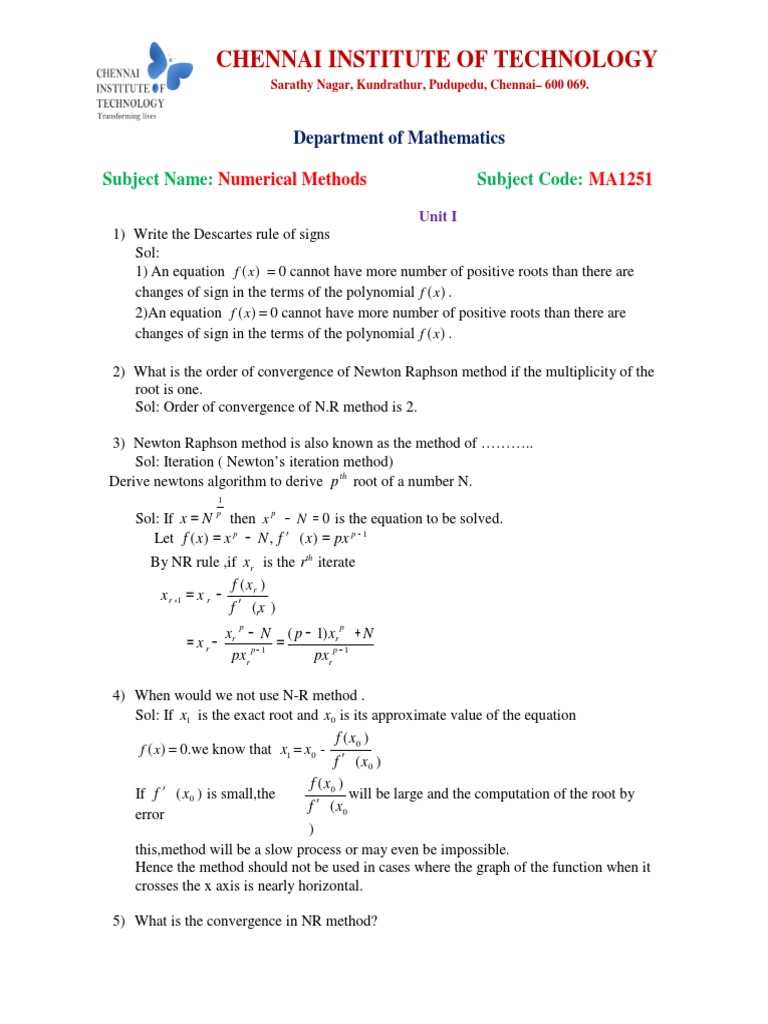 Chennai Institute of Technology: Subject Name: Subject Code | PDF ...