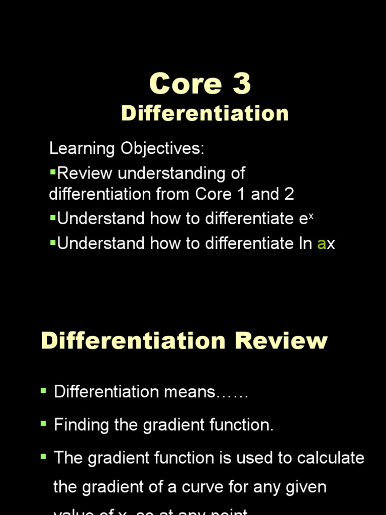 Lesson 1 - Review and Ex and LN X | PDF | Gradient | Derivative