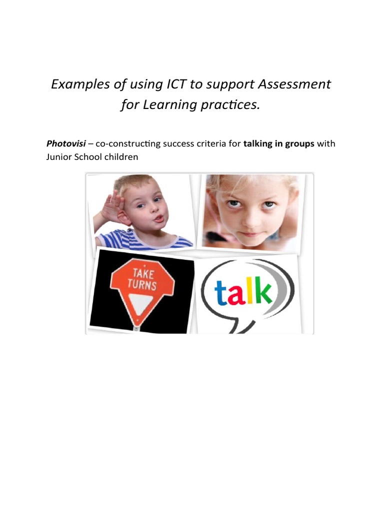 Examples of Using ICT To Support Assessment For Learning Practices ...