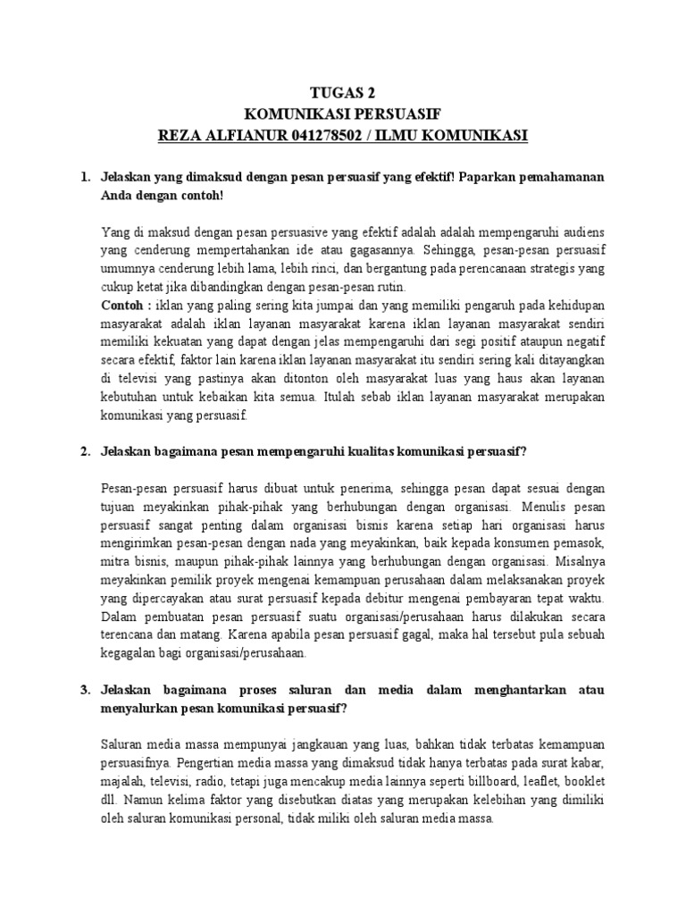 Tugas 2 Komunikasi Persuasif | PDF | Karier & Perkembangan