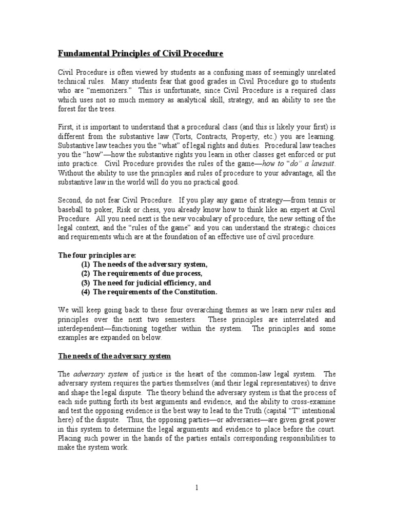 Fundamental Principles of Civil Procedure | Download Free PDF | Due ...