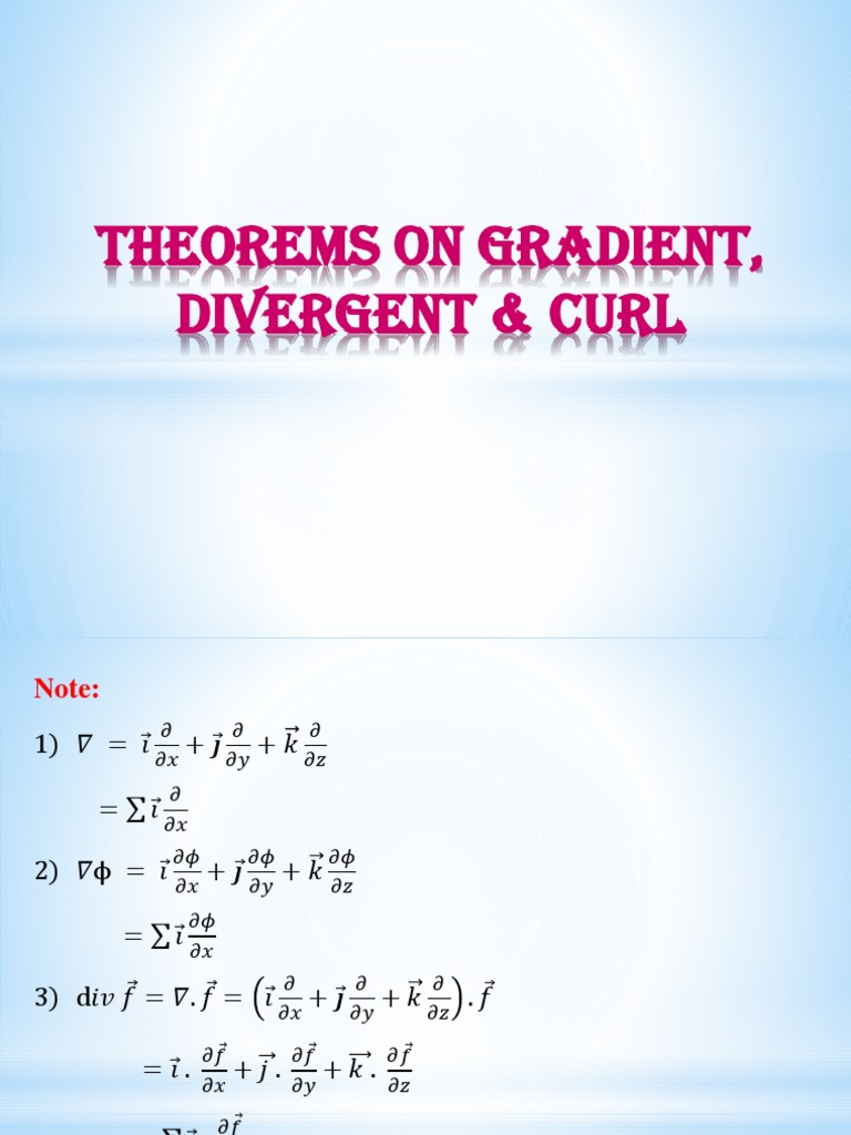 2.3 - Theorems On Gradient, Divergent & Curl | PDF | Gradient | Analysis