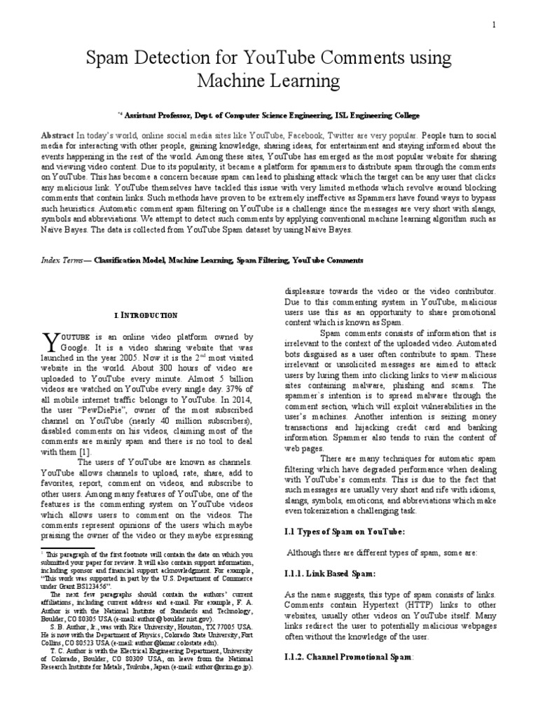 Spam Detection Paper | PDF | Machine Learning | Spamming
