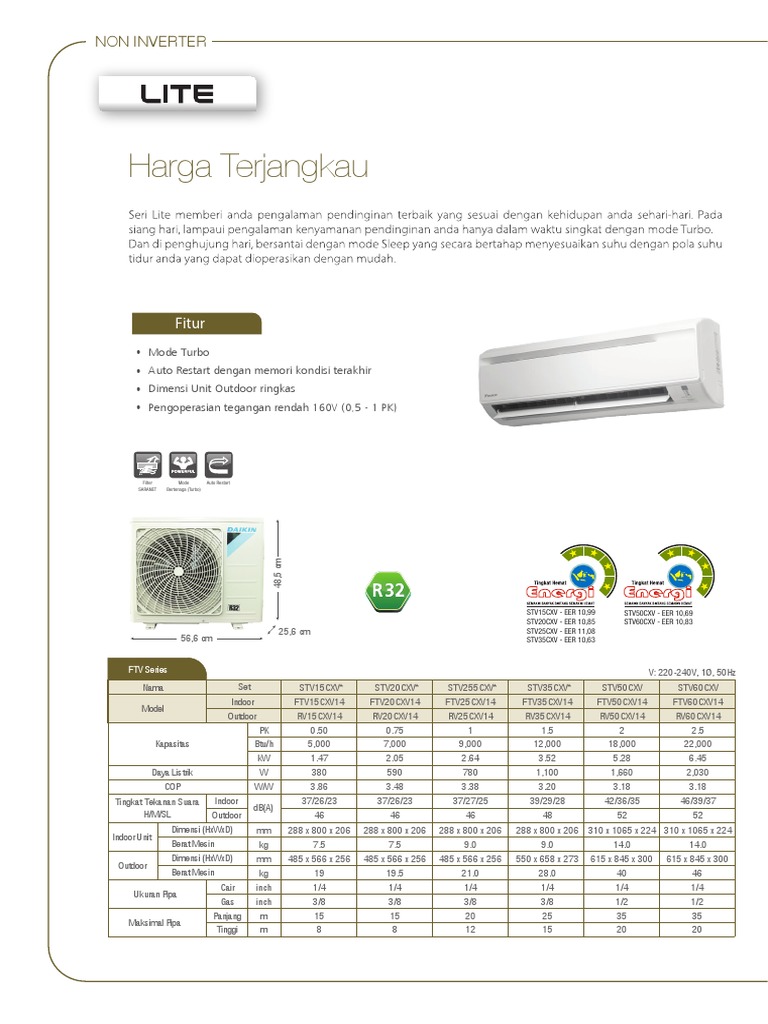 Daikin Room Air - Lite Specification Feb 21 FY20 (FTV) | PDF
