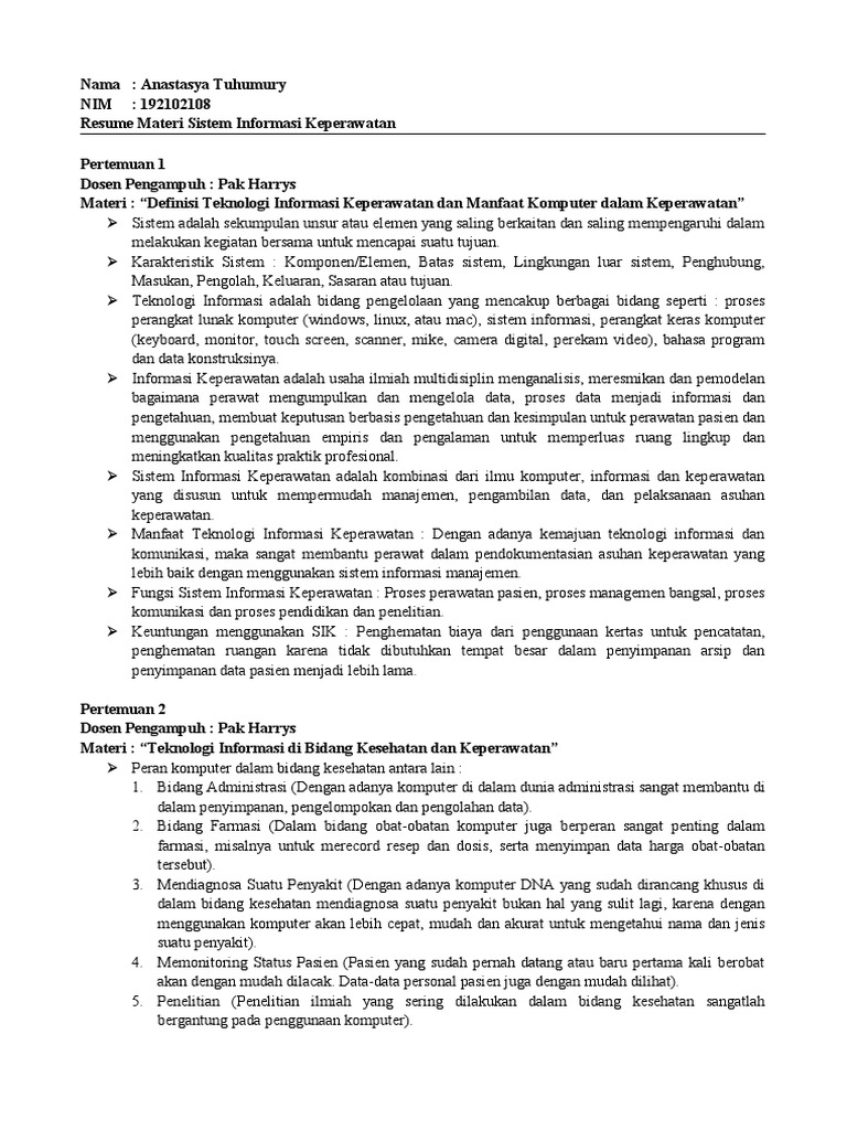 Teknologi Informasi dalam Keperawatan | PDF | Sains & Matematika | Komputer
