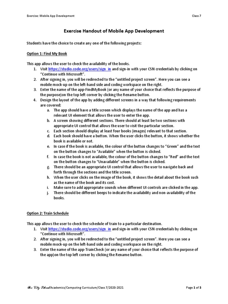 Mobile App Development - Exercise | PDF | Button (Computing) | Mobile App