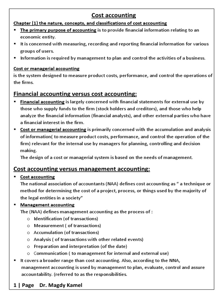 Cost Accounting Concepts and Classifications | PDF | Cost | Accounting