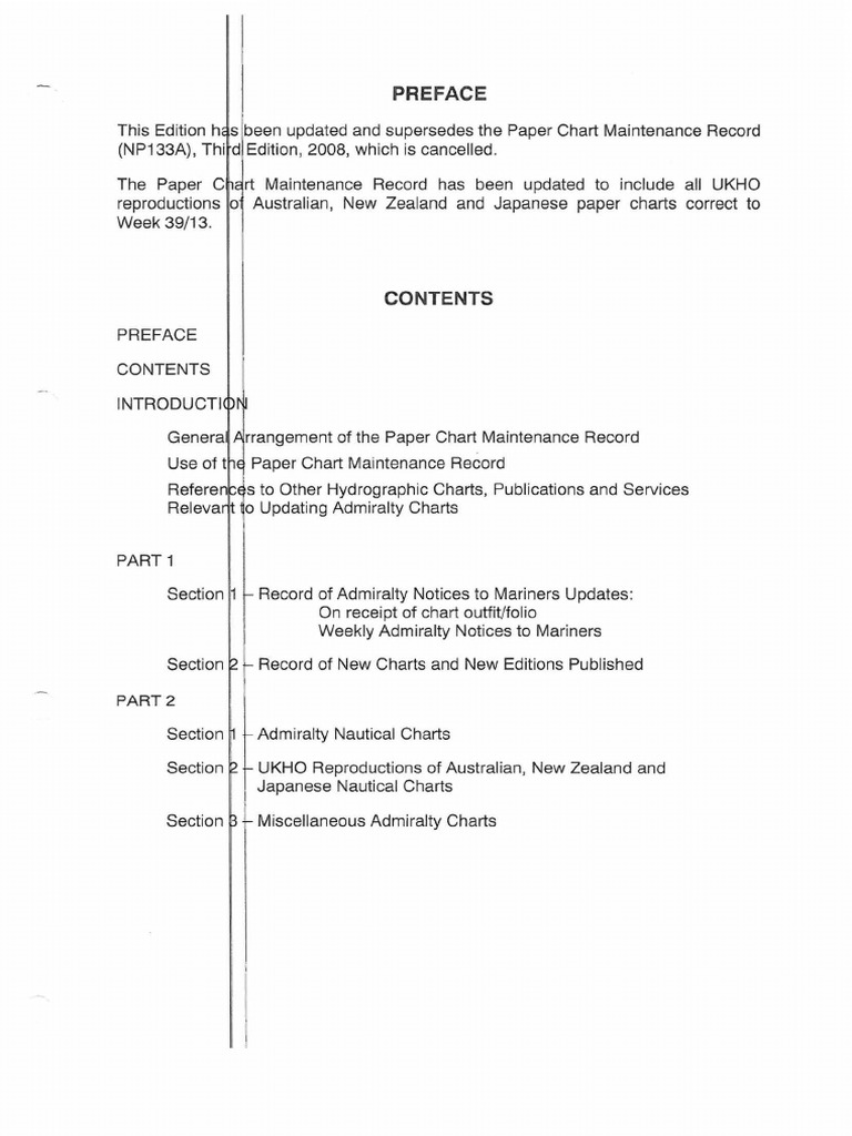 NP133A Paper Chart Maintenance Guide | PDF | Hydrography | Water Transport