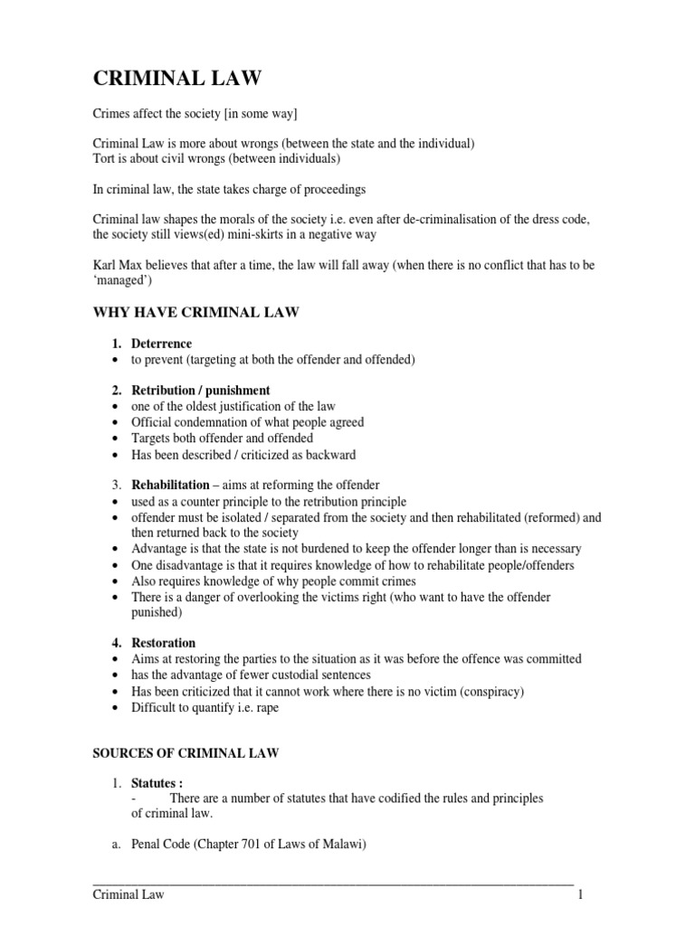 Criminal Law Notes | PDF | Mens Rea | Recklessness (Law)