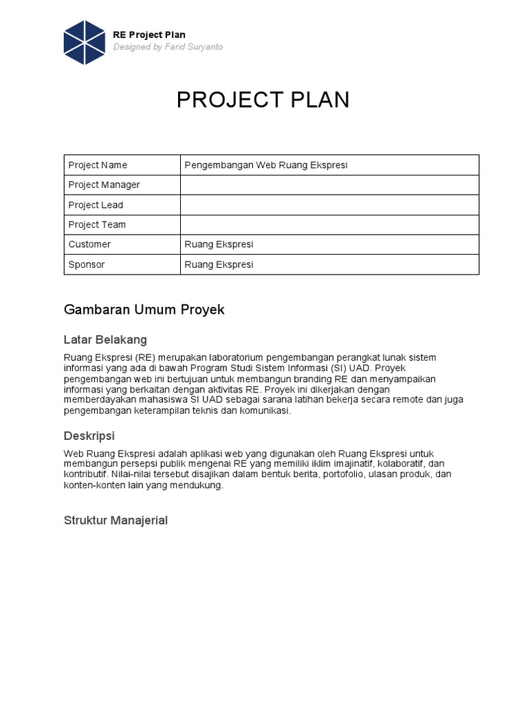 PROJECT PLAN - Pengembangan Web Ruang Ekspresi | PDF | Seni