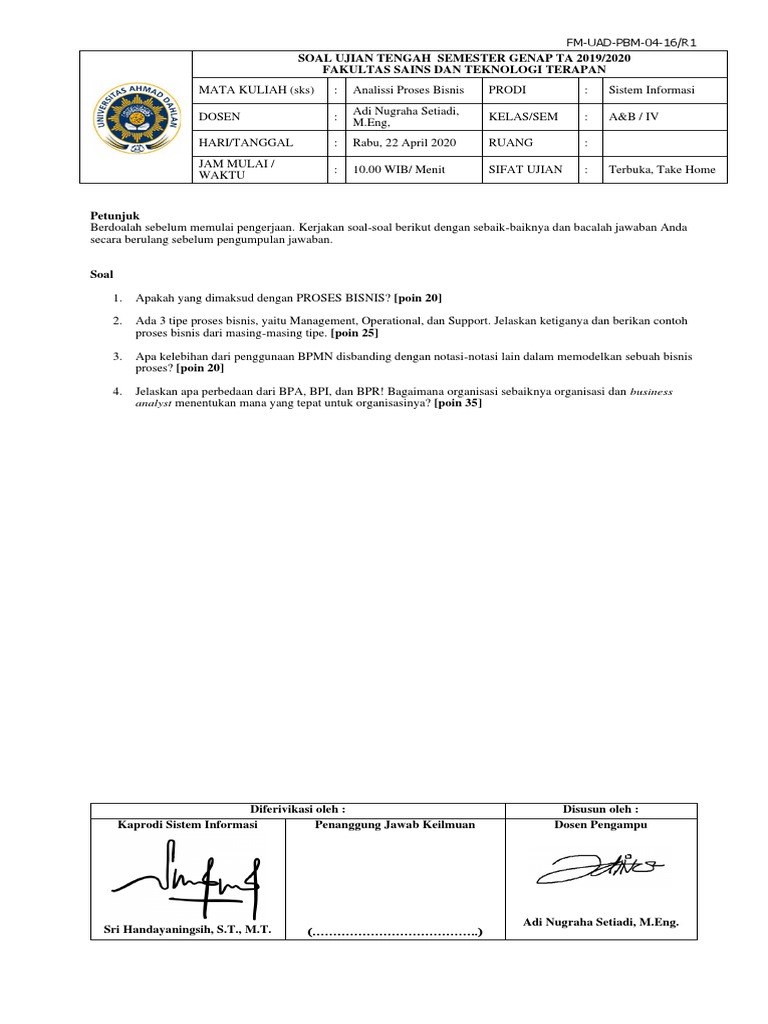 Soal-UTS-APB-Adi-Kelas AB 1920 | PDF | Karier & Perkembangan | Bisnis