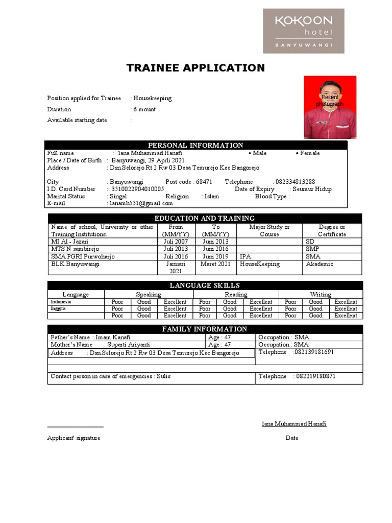 11 Trainee Application Form | PDF | Abrahamic Religions | Religion And ...