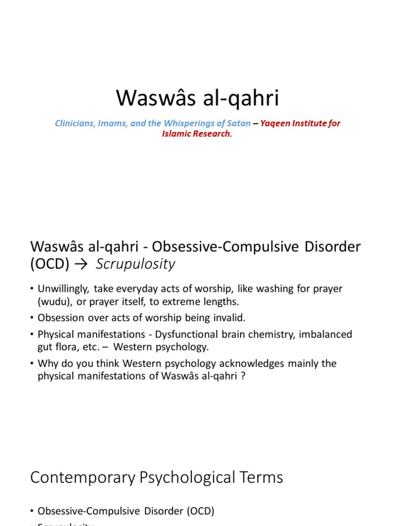 Waswâs Al-Qahri: Clinicians, Imams, and The Whisperings of Satan ...