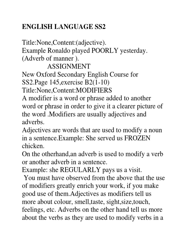 English SS2 Note | PDF | Language Arts & Discipline | Foreign Language ...