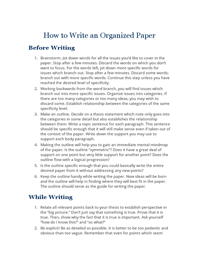 How To Write An Organized Paper | PDF | Reason | Epistemology