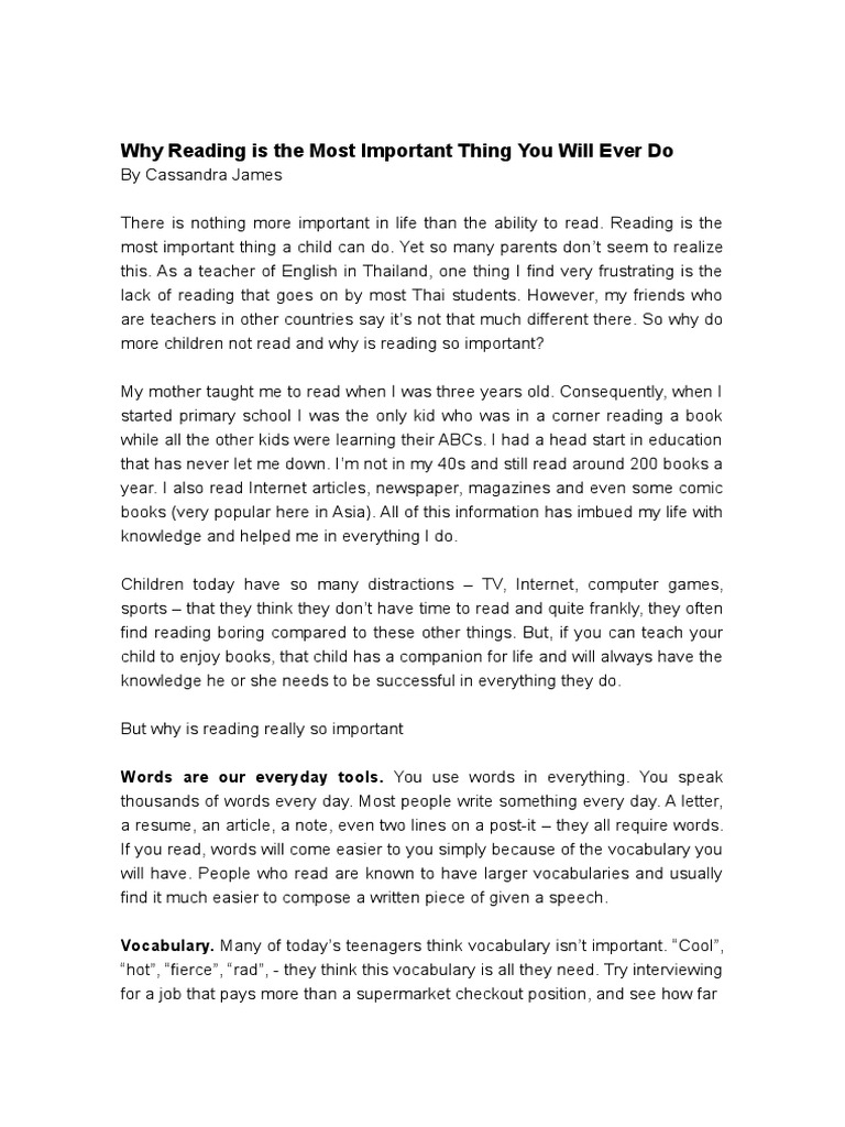 Why Reading Is Important | PDF | Vocabulary | Books
