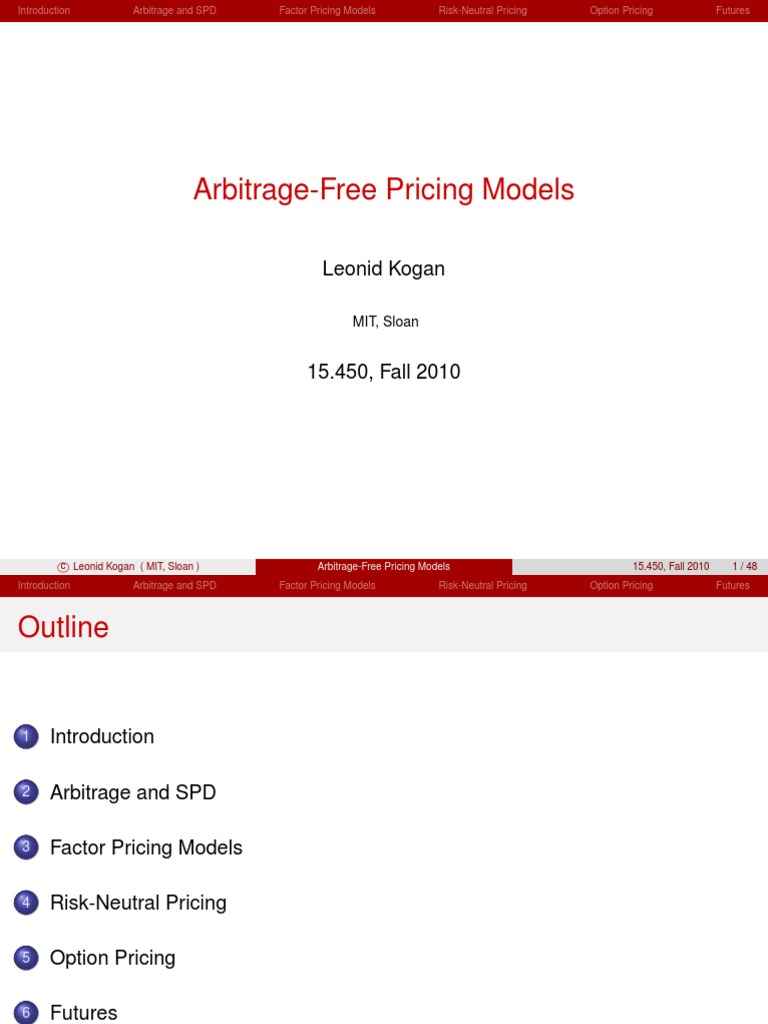 Arbitrage - Free Pricing Models | PDF | Arbitrage | Option (Finance)
