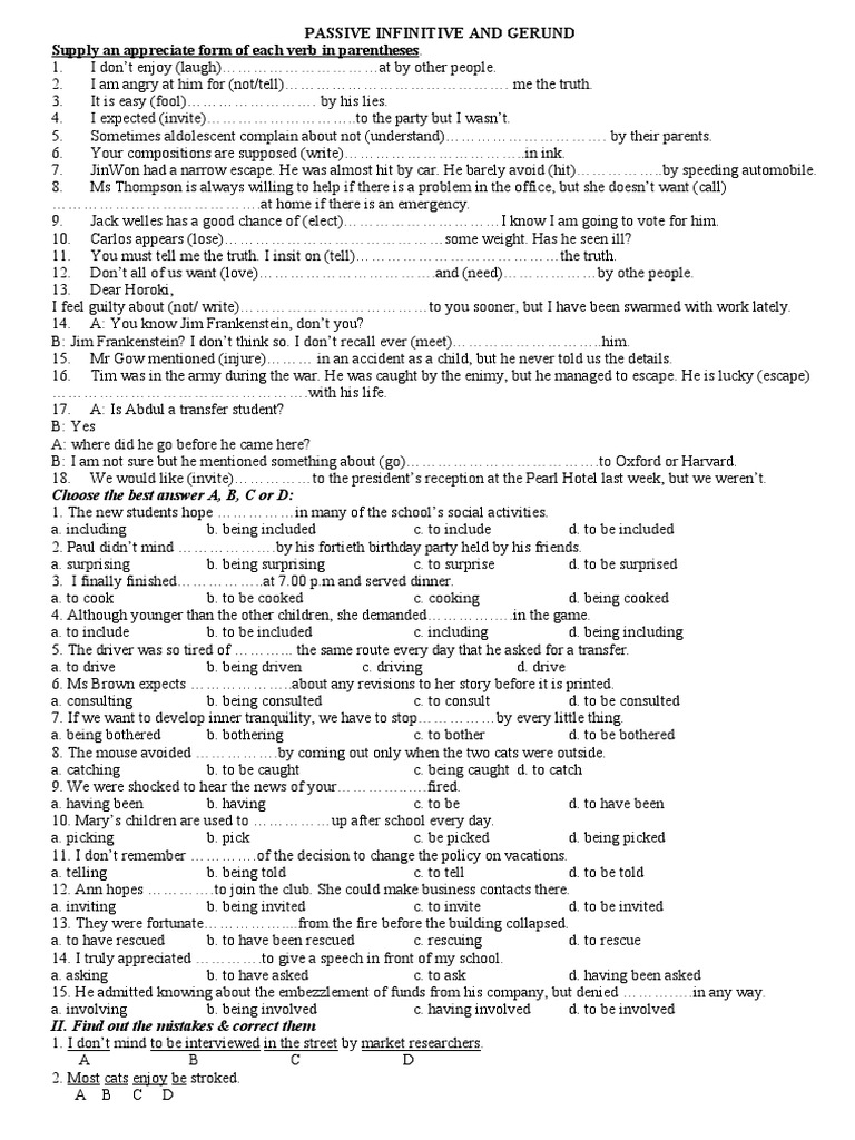 Passive Infinitives Passive Gerund | PDF