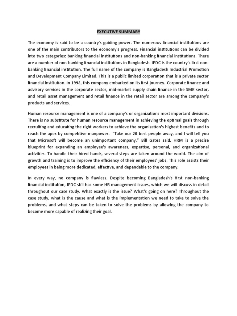 Executive Summary | Download Free PDF | Human Resource Management ...