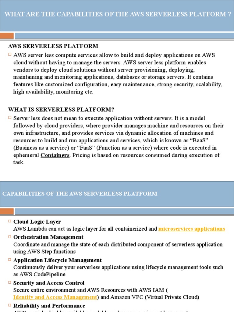 Aws Archi Serverless Platform Capabilities | PDF | Amazon Web Services | Cloud Computing