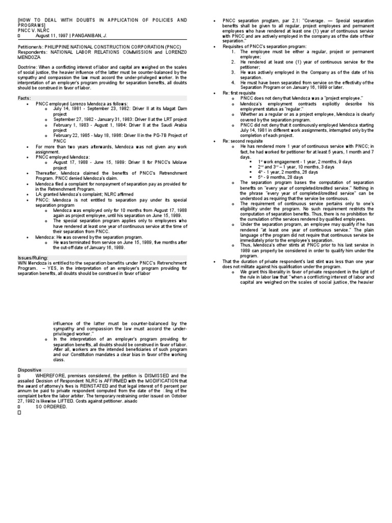 12 PNCC v. NLRC | Download Free PDF | Employment | Common Law
