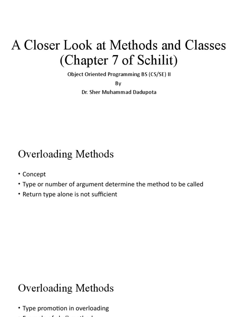 Lect 6 - Closer Look To Classes and Method | PDF | Class (Computer ...