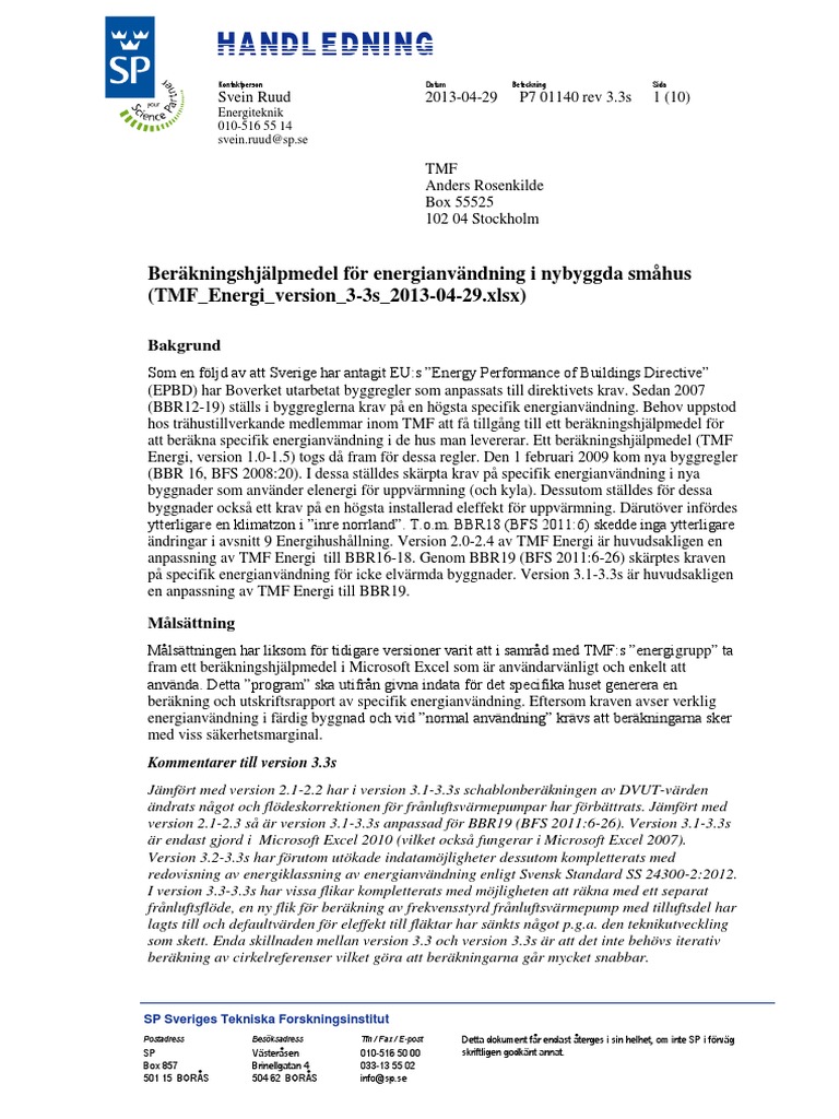 TMF Energi Handledning Vers 3.3s | PDF