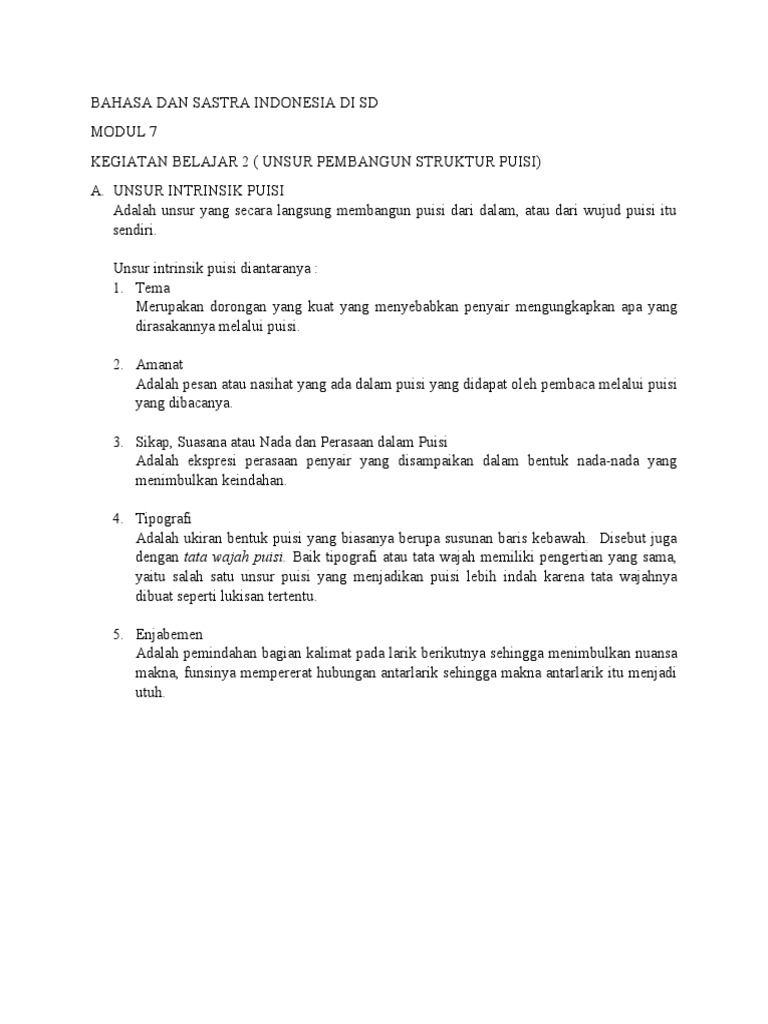 Materi Bhs Indo Modul 7 KB 2 1-5 | PDF | Puisi