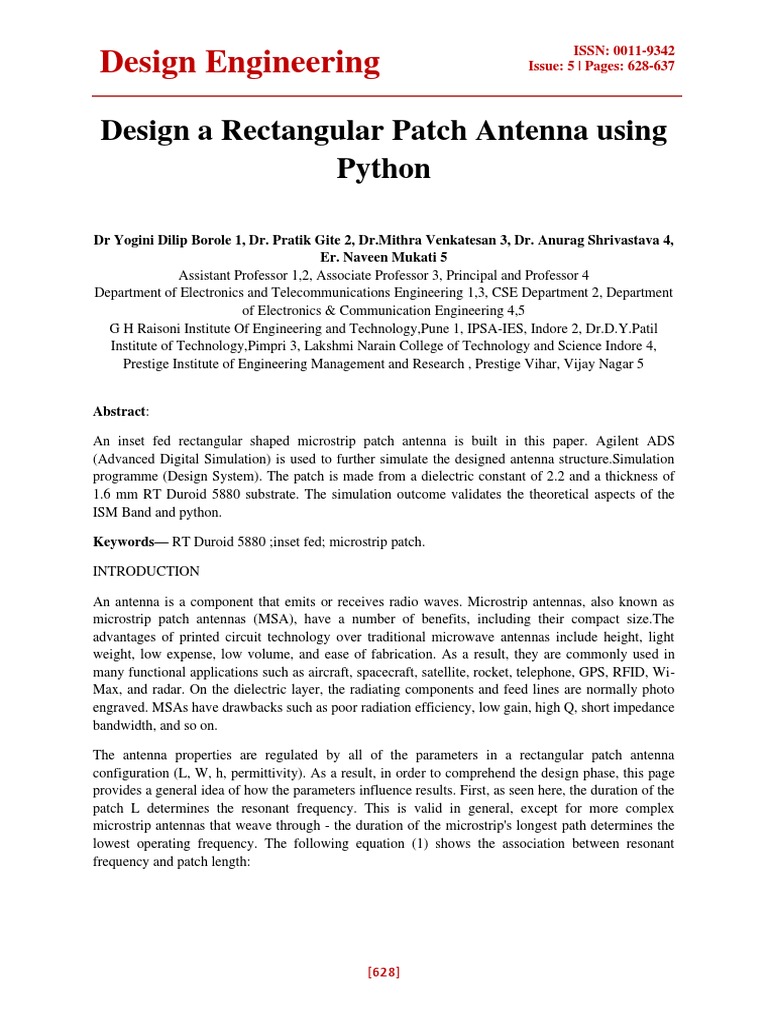Design Engineering: Design A Rectangular Patch Antenna Using Python ...