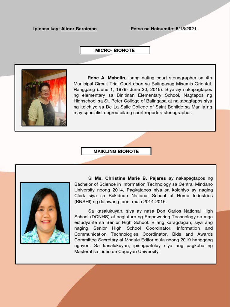 Bionote (Final) | PDF