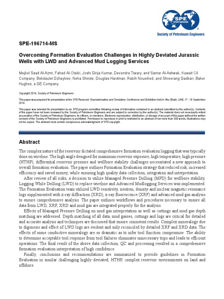 Overcoming Formation Evaluation Challenges in Highly Deviated Jurassic ...