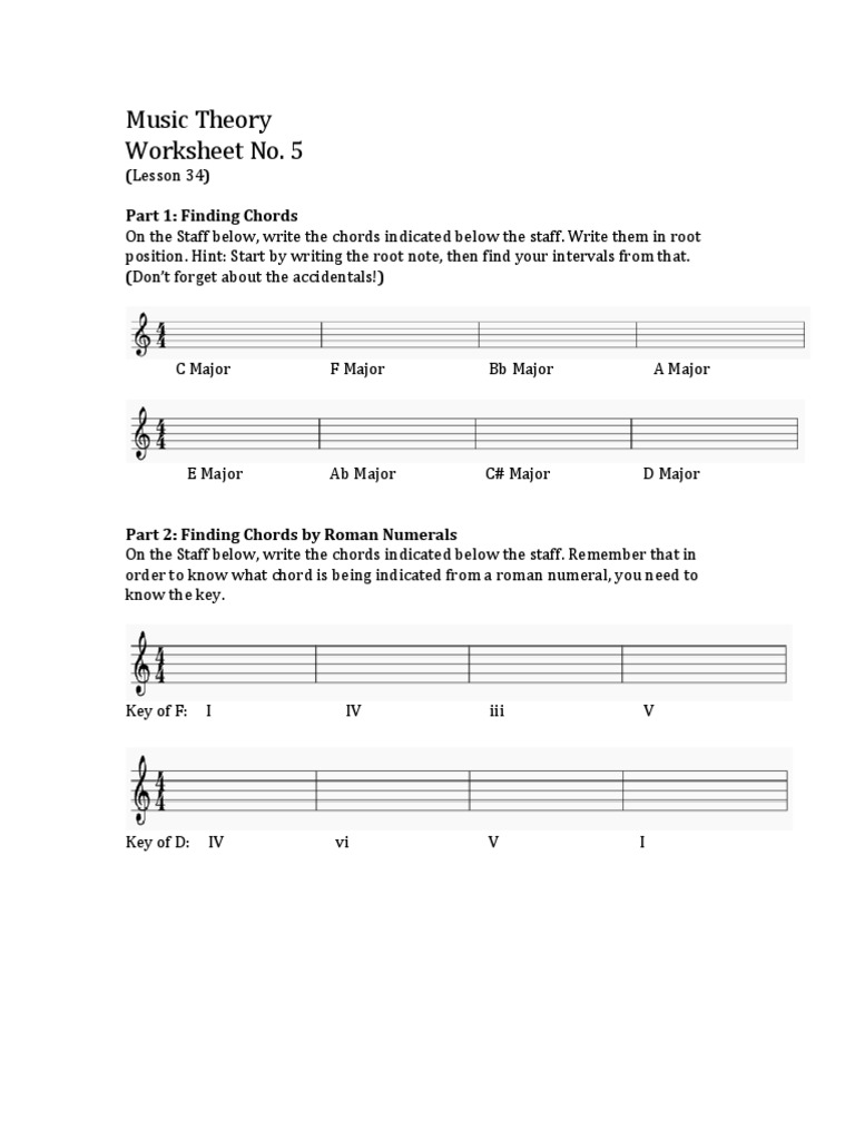Finding Chords on the Staff and by Roman Numerals: A Music Theory ...