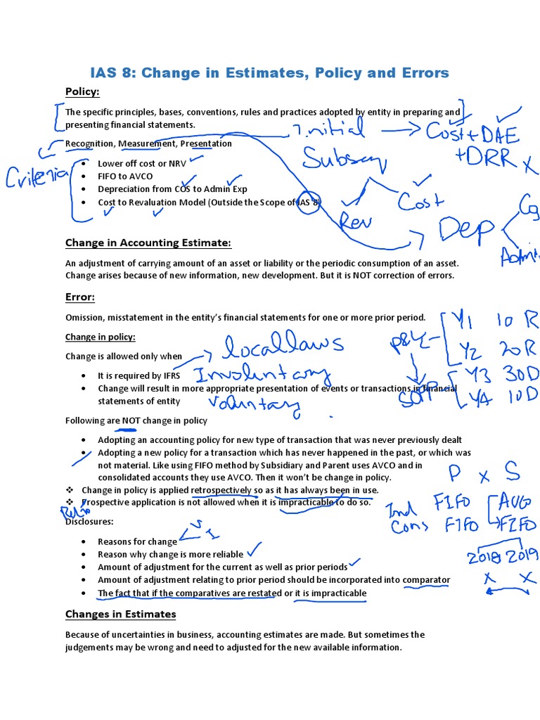 Guidance on Accounting for Changes in Estimates, Accounting Policies ...