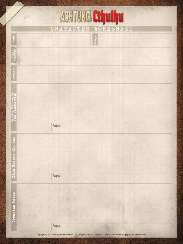 A!C - FATE Character Worksheet | PDF