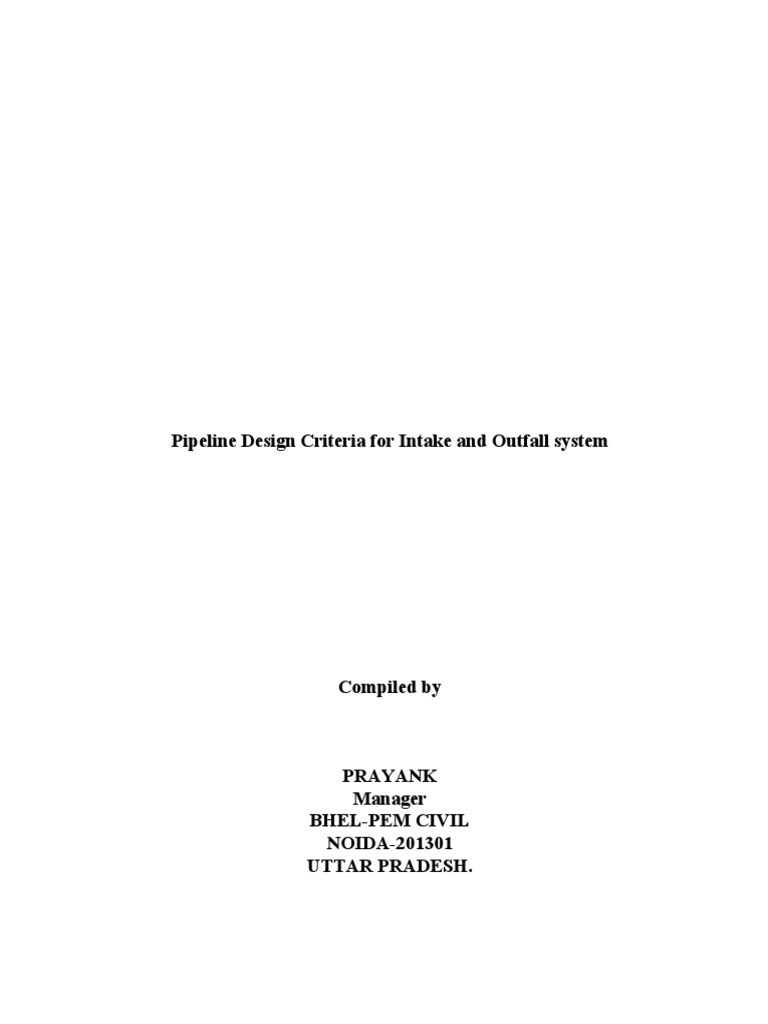 Pipeline Design Criteria For Intake and Outfall System | PDF | Buckling | Pipe (Fluid Conveyance)