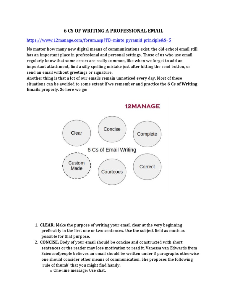 6 Cs OF WRITING A PROFESSIONAL EMAIL | PDF | Human Nature | Cognitive ...