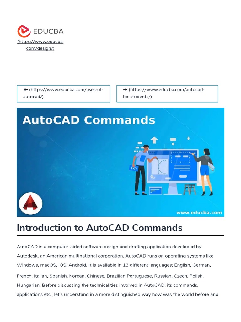 AutoCAD Commands - Advanced and Intermediate AutoCAD Commands | PDF ...