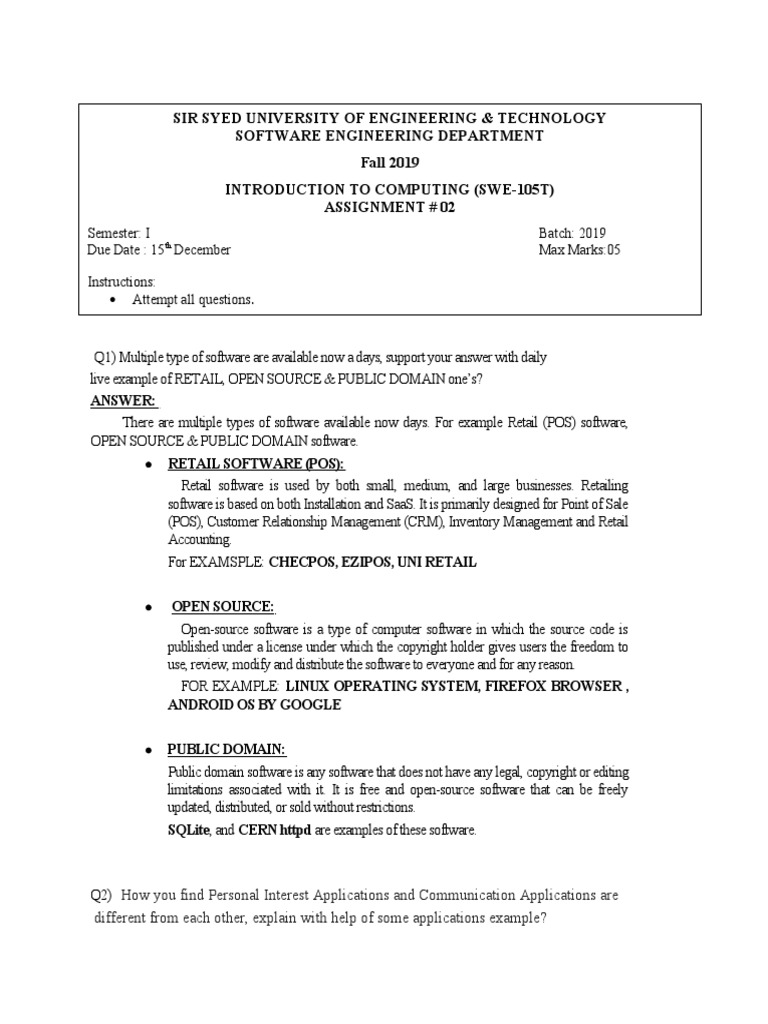 Sir Syed University of Engineering & Technology Software Engineering Department Fall 2019 ...
