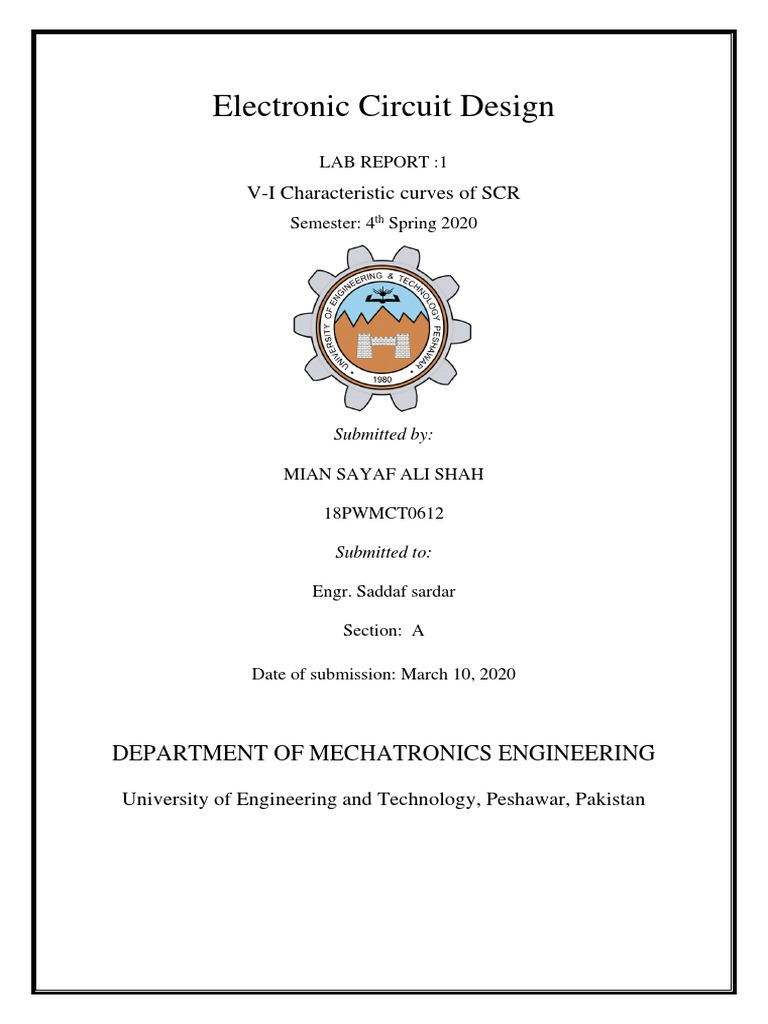 Electronic Circuit Design: V-I Characteristic Curves of SCR | PDF