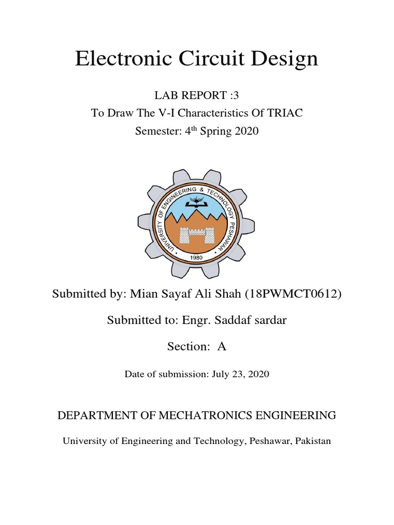 Electronic Circuit Design: Lab Report:3 To Draw The V-I Characteristics ...