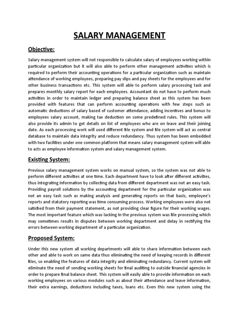 Salary Management System Abstract | PDF | Salary | Employment