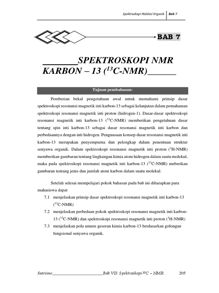 Bab VII Spektroskopi C-NMR - 1 | PDF | Sains & Matematika