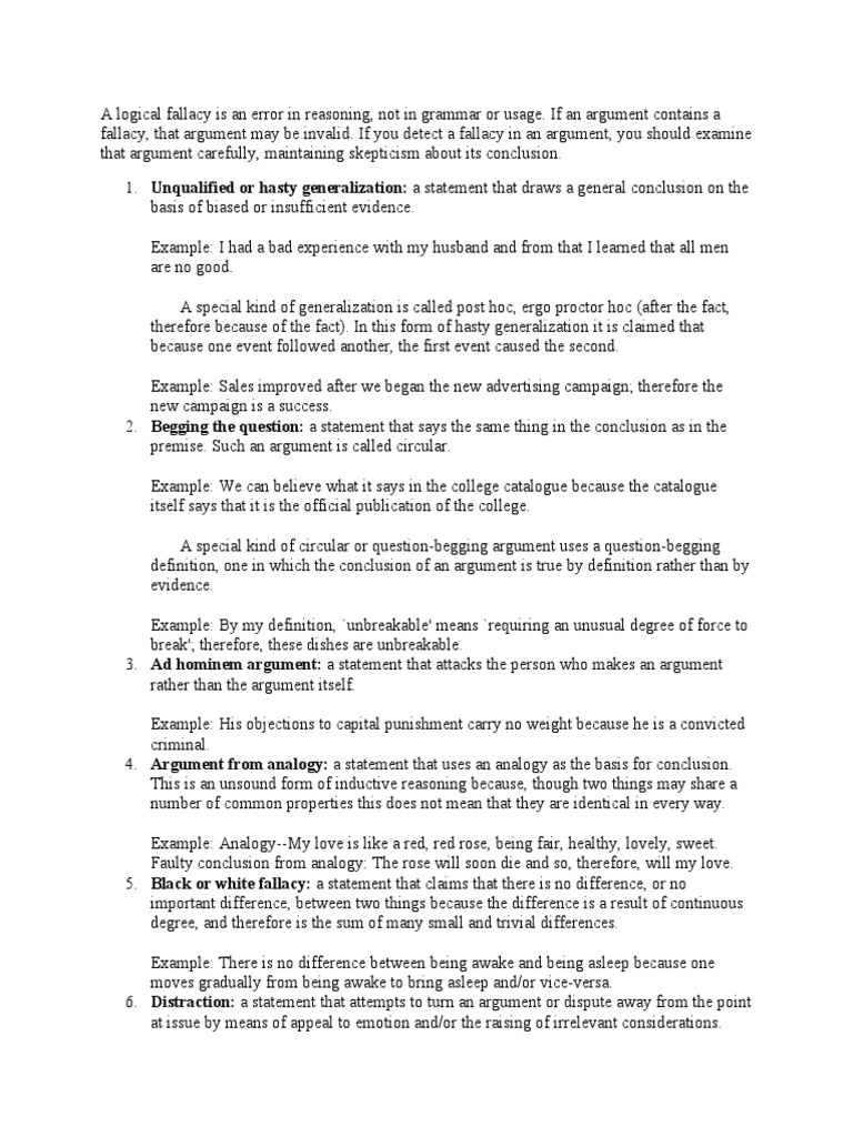 Logical Fallacy | PDF | Argument | Fallacy