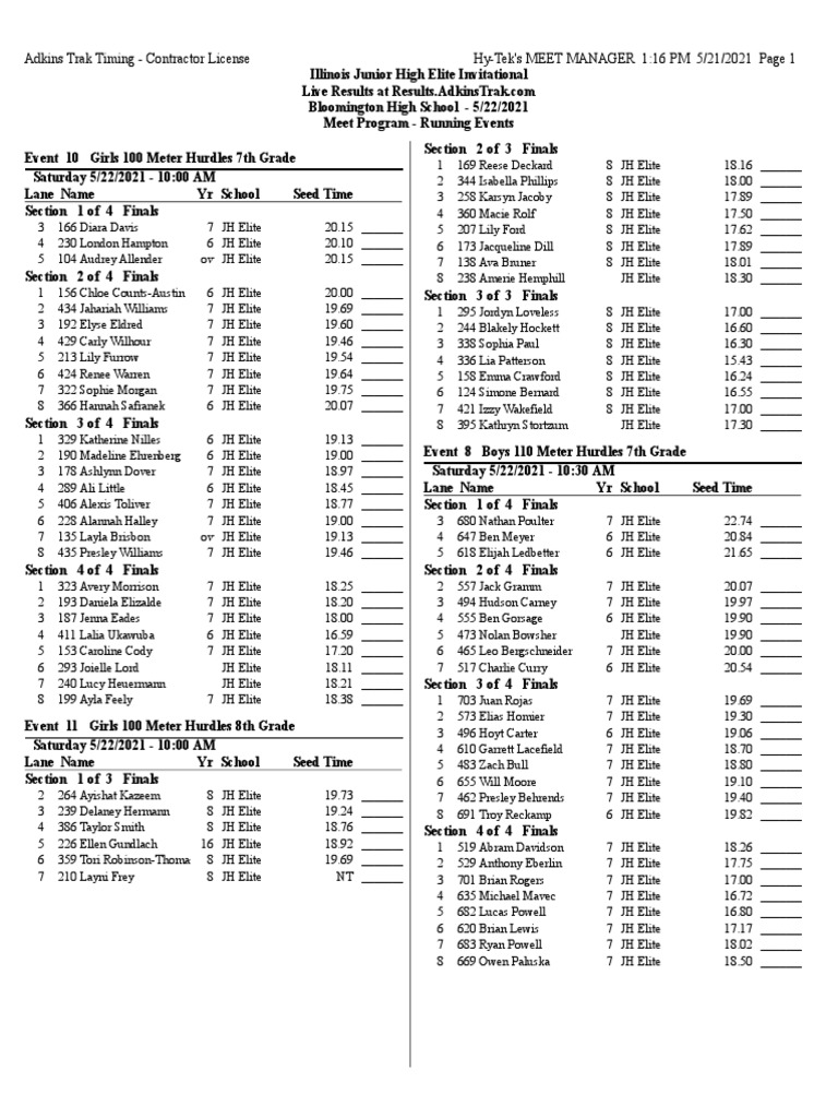 IL Junior High Elite Running Program | PDF | Sports